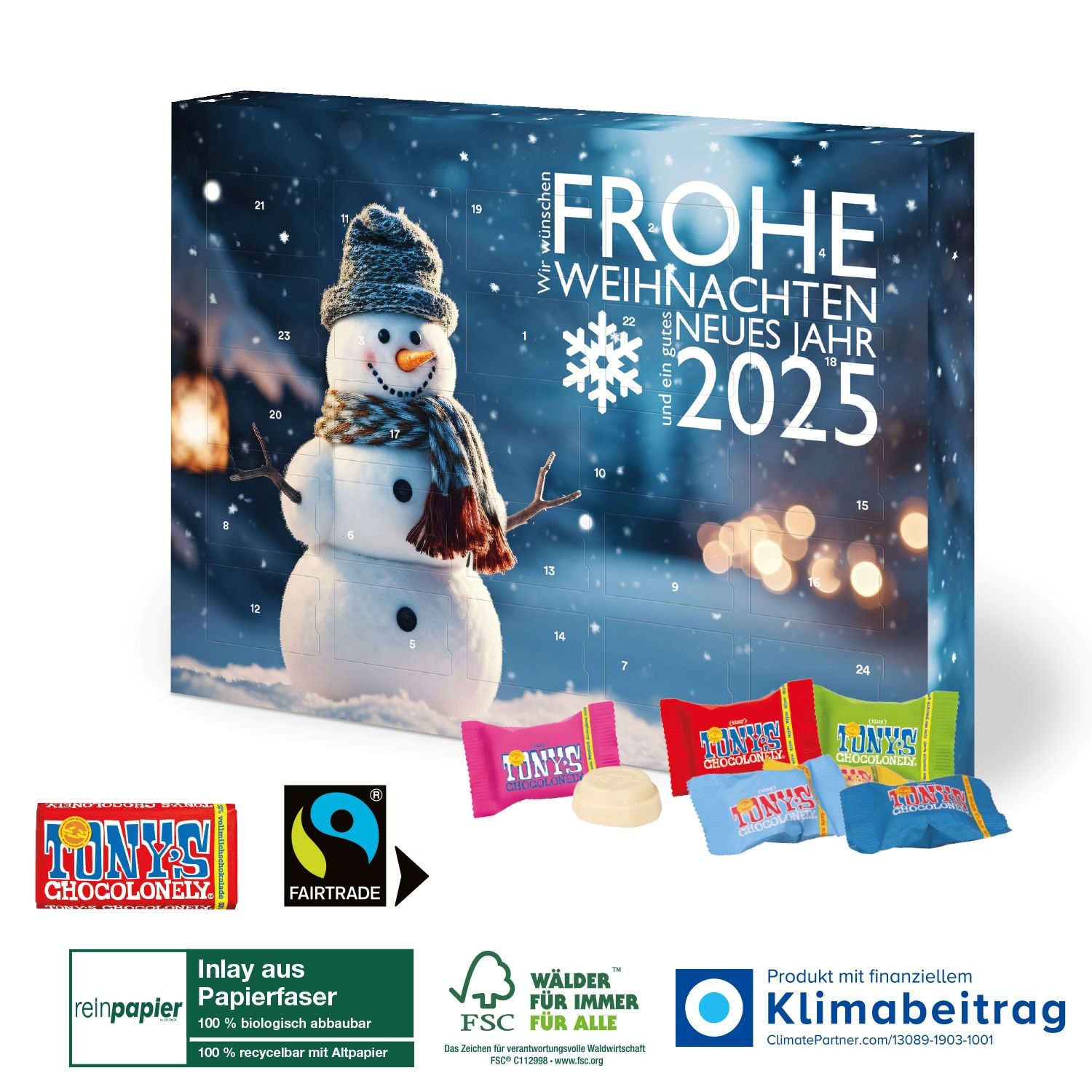 Adventskalender mit Tony´s Schokolade, Motiv-Vorlage